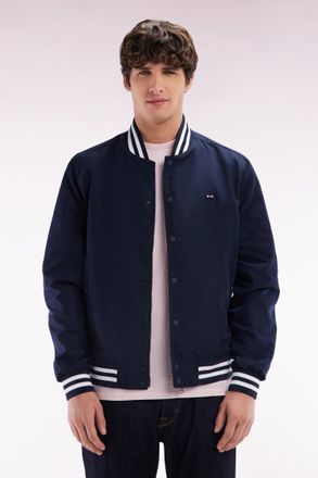 Eden Park Blouson Teddy En Polyamide Marine Bords-côtes Rayés