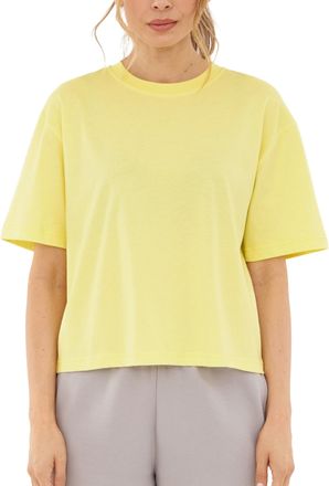 Johnny Urban Cropped Shirt Damen und Herren Gelb Print - Zoey - Kurzes Top aus Baumwolle - Crop Shirt Kurzarm - Basic Tshirt f&uuml;r Sommer