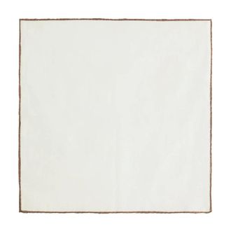 Boggi Milano Homme, Accessoires, Blanc, Taille: ONE Size Pochette de Costume en Lin avec Bordure Contrast&eacute;e