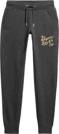 Superdry Damen Schmal geschnittene Luxe Jogginghosen mit Logo in Metallic-Optik Fast Schwarz Heide 44