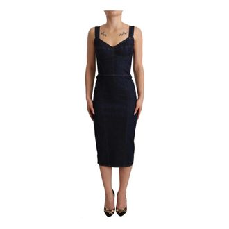 Dolce & Gabbana Dunkelblaues Denim Sheath Midi Kleid - - Dresses - Damen - Blau - XS