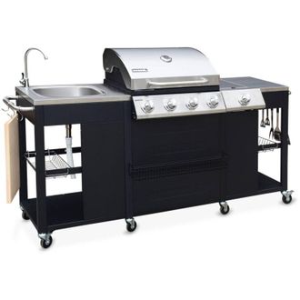 Sweeek Gasgrill mit 4 Brennern + 1 Seitenbrenner und Au&szlig;enk&uuml;che