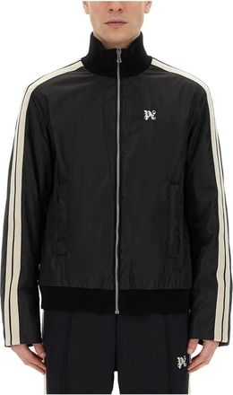 Palm Angels Homme, Sweatshirts et sweats &agrave; capuche, Noir, Taille: M Monogram Padded Track Jkt