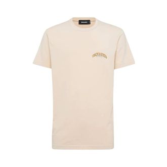 Dsquared2 Logo-Stickerei Baumwoll-T-Shirt - - Tops - Herren - Beige - XL