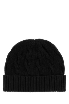 Polo Ralph Lauren SWEATER-HAT Wool Blend Cable-Knit Beanie - Black