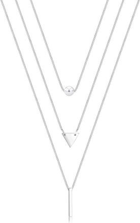 Elli Halskette Damen Layer Kugel Dreieck Rechteck Geo in 925 Sterling Silber