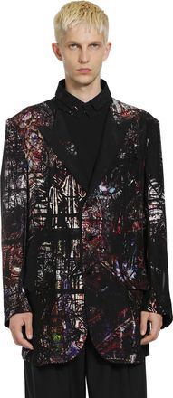 Yohji Yamamoto Stained Glass Printed Message Blazer