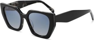 Generic Lunettes de soleil tendance 2026 pour femmes, oeil de chat, polygone, lunettes de soleil élégantes, lunettes vintage UV400, Noir/gris, Taille unique