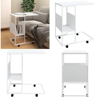 vidaXL Vidaxl - Beistelltisch mit Rollen Weiß 55x36x63,5 cm Holzwerkstoff - Couchtisch - Beistelltisch - Side Table - Holzwerkstoff - Weißer Couchtisch