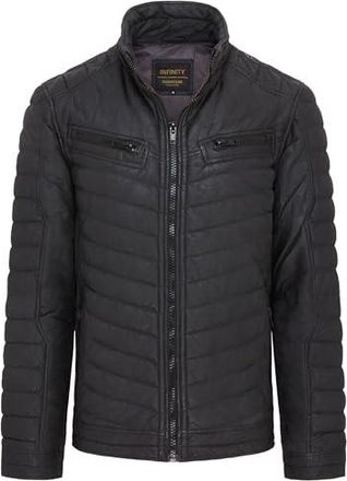 Infinity Leather Blouson Aviateur Vintage Matelass&eacute; en Cuir Matelass&eacute; Noir Pour Hommes