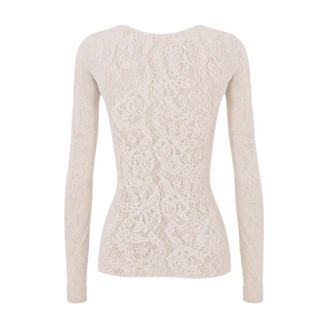 Wolford Femme, Tops, Beige, Taille: 40 FR Top Manches Longues Rose en Dentelle