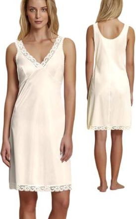 Generic Jupon Longue Classique avec Dentelle, Beige/Champagne, XXL