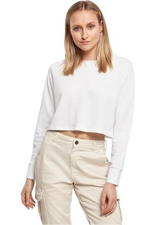 Build Your Brand Ladies Terry Cropped Crew Sweat-Pullover, Blanc, S Femme