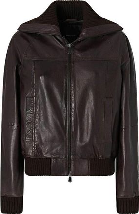 Pinko Blouson En Cuir - Marron