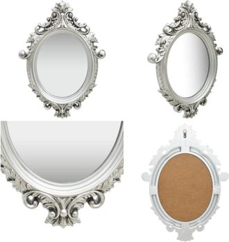 vidaXL Miroir mural style ch&acirc;teau 56x76 cm Argent&eacute; - Miroir Mural - Miroir Vintage - Miroir Dor&eacute; - D&eacute;coration Murale - Miroir Oval - Home & Living