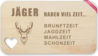 Shirtracer Fr&uuml;hst&uuml;cksbrettchen Holz Herz - Fr&uuml;hst&uuml;cksbrett - Brotzeitbrett J&auml;ger haben viel Zeit I Jagen Geschenk Geburtstag I Jagd Geschenk Jausenbrett zur J&auml;ge