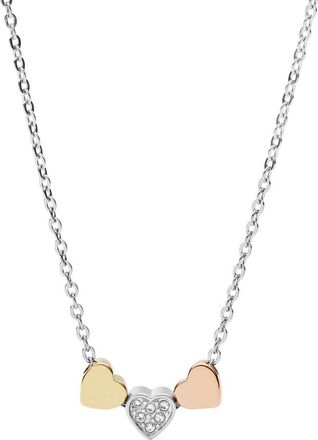 Fossil Halskette Für Frauen Vintage-Motive, 40,6 Cm Länge, 5,1 Cm Verlängerung Dreifarbige Edelstahl-Halskette, JF02856998