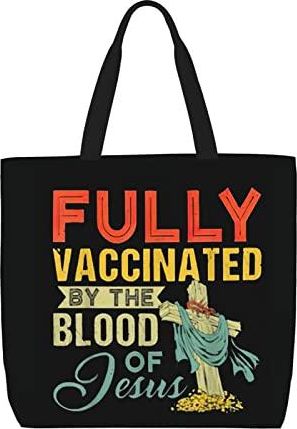 Generic Sac De Courses Enti&egrave;rement Vaccin&eacute; Par Le Sang De J&eacute;sus Femmes Sac &Agrave; Bandouli&egrave;re De Grande Capacit&eacute; Personnaliser Sacs En Toile, Pour &Eacute;cole, Tous Les 