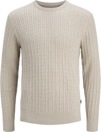 Jack & Jones Jjeemil Knit Cable Crew Neck Noos, Cr&egrave;me, L