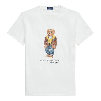 Ralph Lauren Homme, Tops, Blanc, Taille: M Bear Jersey Knit T-Shirt