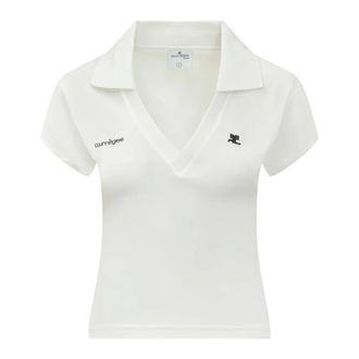 Courr&egrave;ges Femme, Pulls, Blanc, Taille: 40 FR Polo Court de Sport