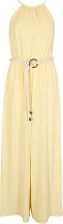 Apricot Cotton Blend Wide-Leg Jumpsuit