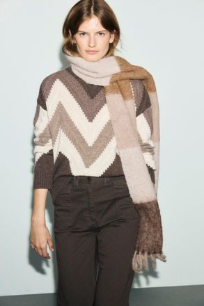 Gerard Darel Pull en laine &agrave; chevrons - RECA - Beige ros&eacute;