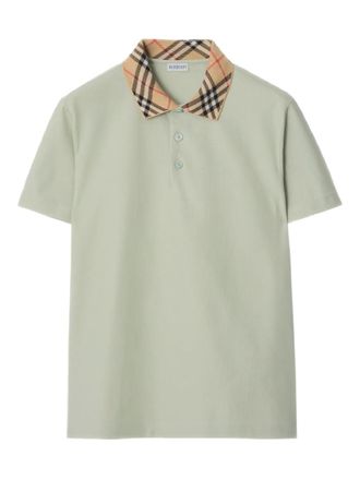 Burberry polo en coton &agrave; col &agrave; carreaux - Vert