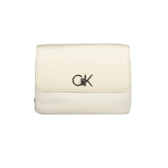Calvin Klein Beige Polyester Handtasche mit Kettenhenkel - - Bags - Damen - Wei&szlig; - ONE SIZE