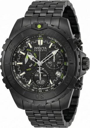 Invicta Reserve 50995 Herrenuhr - Quarzwerk - Edelstahl mit schwarzem Zifferblatt - 47 mm