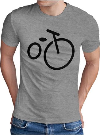 OM3 Minimalistic Bicycle Fahrrad T-Shirt - Herren - Rad Bike Radsport Radfahrer - Grau Meliert, XXL