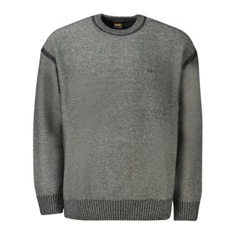 HUGO BOSS Homme, Pulls, Gris, Taille: 2XL Pull Gris à Manches Longues avec Détails Contrastés