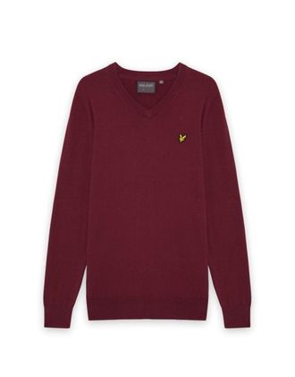 Lyle & Scott pull-over col V en maille mi-saison de golf en x202 plum-Rouge