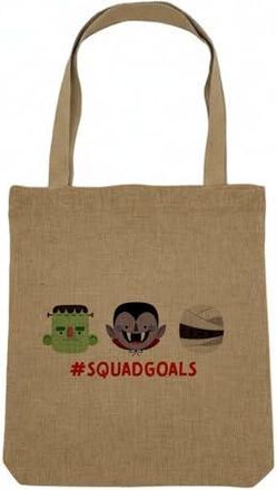 Fabulous Sac Shopping Tote Bag Aspect Lin - Squad Goals Petits Monstres Halloween Vampire Zombie Momie - Sac de Courses Toile Epaisse 360g Beige Naturel Cabas 