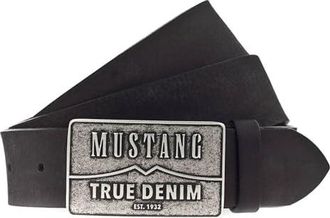 Mustang Jeans Men Leather Belt W115 Schwarz - raccourcissable