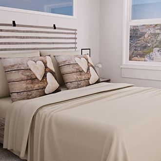 Petti Artigiani Italiani Bettwäsche-Set, Bettwäsche für Doppelbett, Shabby Holz, Bettwäsche für Doppelbett, Druck nur auf Kissenbezügen, 100% Made in Italy