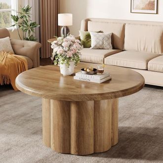 Tribesigns Tribesigns Table basse ronde en bois de 80 cm - Table centrale moderne en bois - Table dappoint pour salon, bureau &agrave; domicile, marron