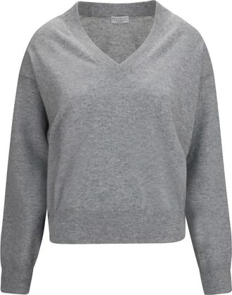 Brunello Cucinelli Pull en cachemire col V - Homme - Pulls - Gris - Taille: M