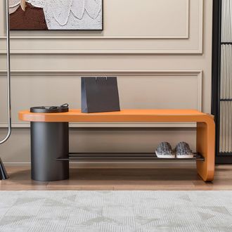 Generic Kreative Schuhbank Mit Weichem Kissen - Große Aufbewahrungsbank for Den Eingangsbereich for Haustür, Flur, Schlafzimmer, Wohnzimmer(Orange,100 * 35 * 