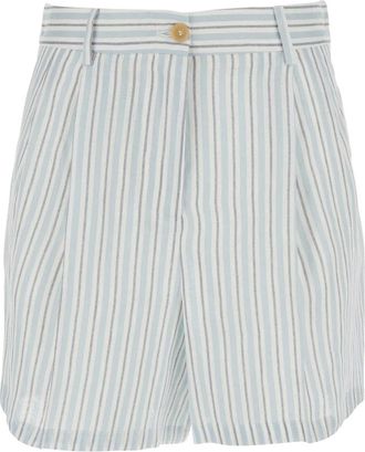 Semicouture Femme, Shorts, Gris, Taille: 38 FR Striped Linen Shorts