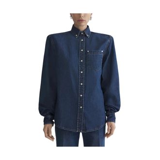 MUGLER Femme, Blouses et Chemises, Bleu, Taille: 36 FR Chemise en jean