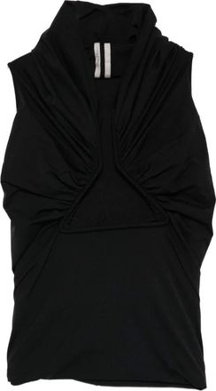 Rick Owens Femme, Tops, Noir, Taille: 38 FR Top D&eacute;coup&eacute; et Fronc&eacute; en Jersey Stretch