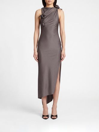 Coperni Robe de cocktail midi asym&eacute;trique avec application florale