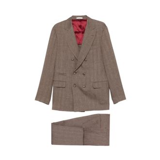 Brunello Cucinelli Zweireiher-Anzug - - Suits - Herren - Braun - XL