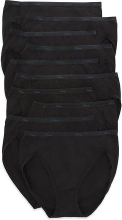 Hanes Damen Höschen Schnitt, Hohe Taille, Feuchtigkeitsableitende Baumwoll, 10er-Pack (Farben Können Variieren) Unterwäsche, Schwarz, 10 Stück, 34