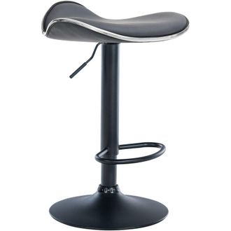 Clp Tabouret Shanghai en simili cuir gris, m&eacute;tal noir mat