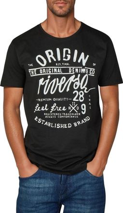 Riverso Tshirt Herren Baumwolle Regular Fit RIVLeon Rundhals Kurzarm Sommer Tee Shirt Print, Gr&ouml;&szlig;e:4XL, Farbe:Black (D1JD)