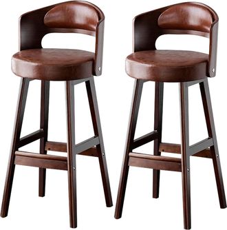 Generic Hoher Barhocker f&uuml;r die K&uuml;che, gepolstert mit PU-Leder, Holzbeine, Hohle R&uuml;ckenlehne, 136 kg belastbar, geeignet f&uuml;r K&uuml;cheninseln, Caf&eacute;s, Bartheken un