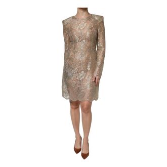 Dolce & Gabbana Blumenspitze Sheath Mini Kleid Gold - - Dresses - Damen - Gelb - L