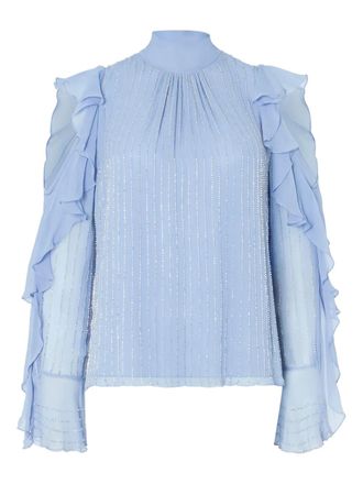 Temperley London blouse à fronces et ornements - Bleu